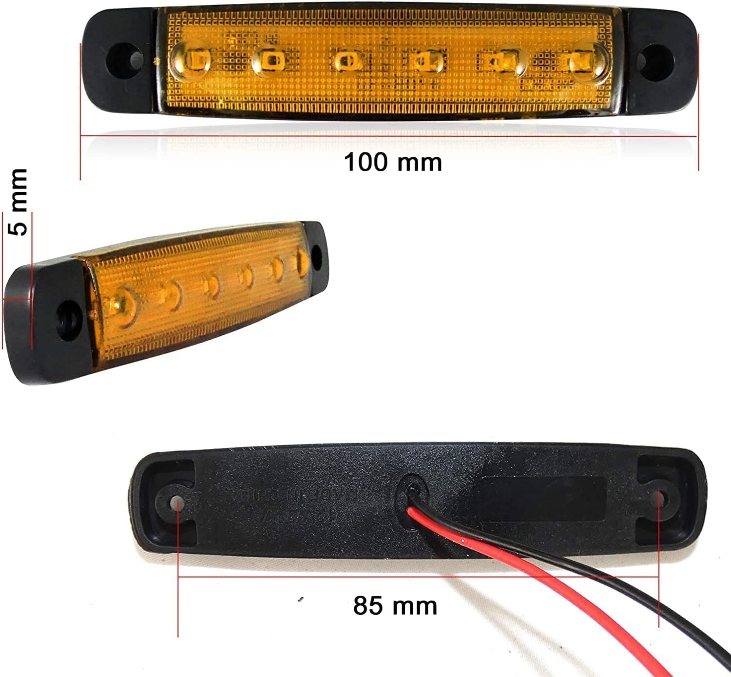 5 pcs Orange Amber 12V 6 LED Side Marker Indicators Lights Truck ...