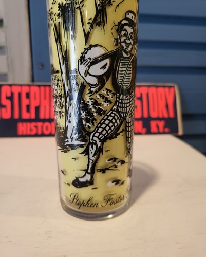 Vtg Stephen Foster Set Melodies Drinking Glass and Bumper Sticker ...