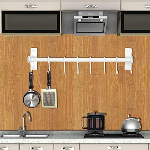 Kitchen Rail Utensils Rack with 8 Hooks for Pots Pans Utensils Hanger ...