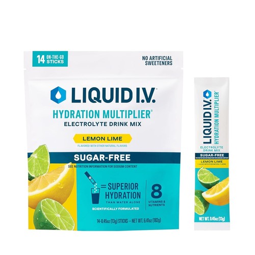 19 Packs Liquid I.V. Sugar-Free Hydration Multiplier Lemon Lime 05/2025 ...