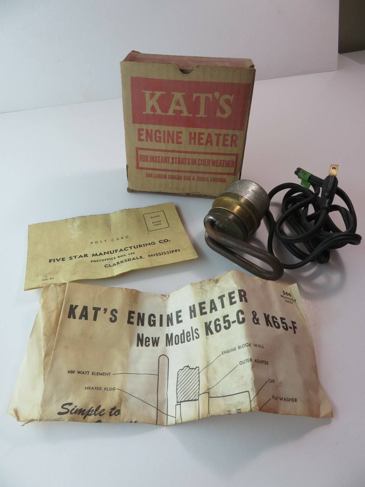 KAT'S K65C Engine Block Heater 650 watts 120 volts liquid cooled car ...