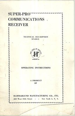 Super-Pro Communications Receiver Operating Instructions SP-400-X | eBay
