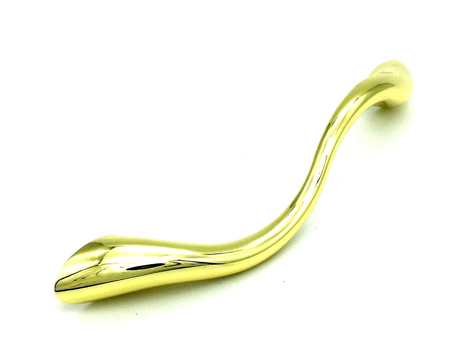 WAVY HANDLES 128mm polished brass cupboard door cabinet drawer pull ...