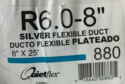 8" Silver Flex QuietFlex Insulated Flexible Duct R6 25' | eBay