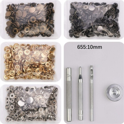 Snap Fasteners Kit for Leather 10mm Metal Button Snaps Press Studs with ...