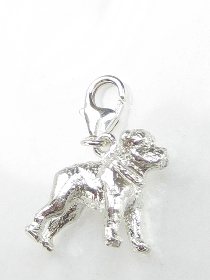 Staffordshire Bull Terrier Dog on clip sterling silver charm .925x1 ...