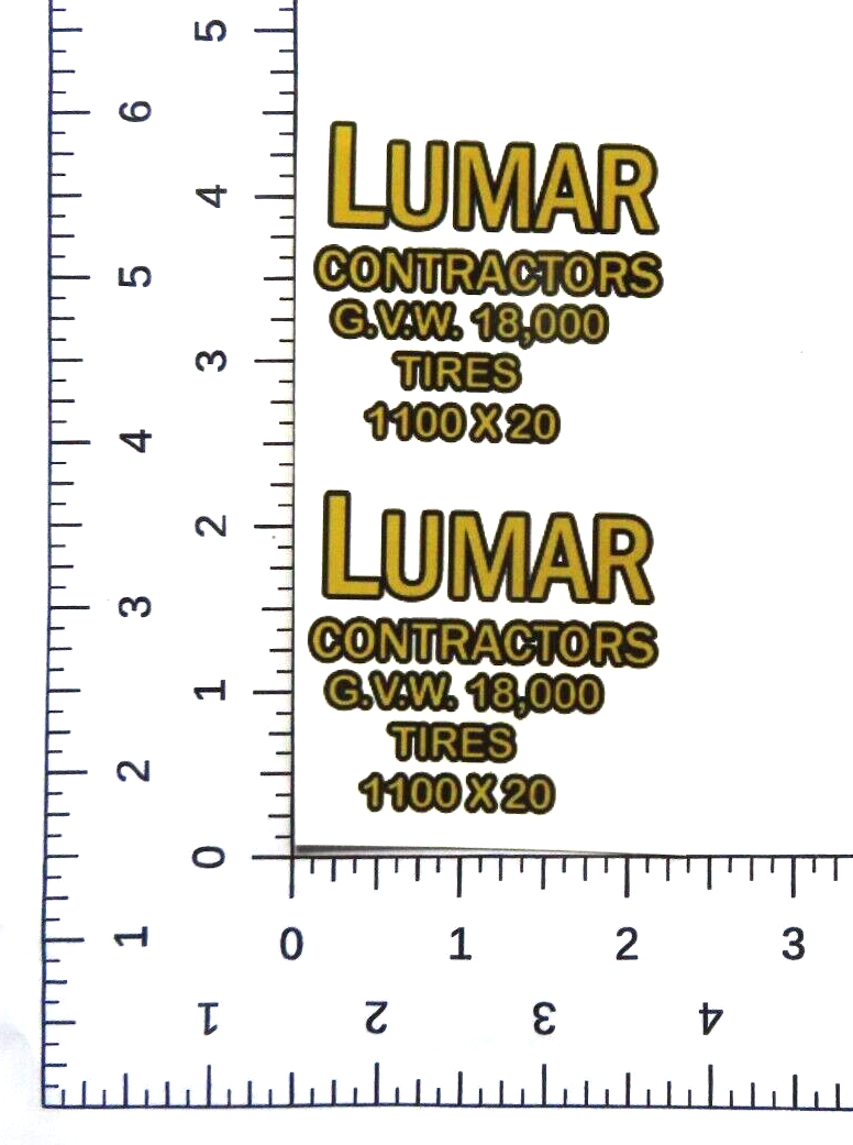 Lumar contractor water slide decal set SHIPPING W/TRACKING | eBay