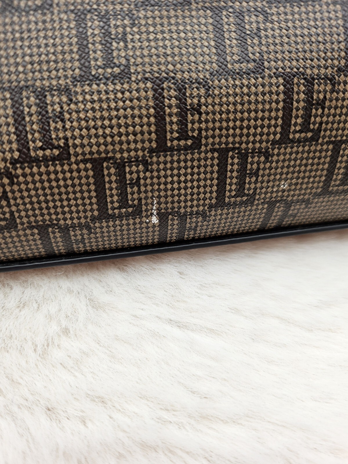 London Fog brown monogram LF pattern detachable crossbody top handle ...