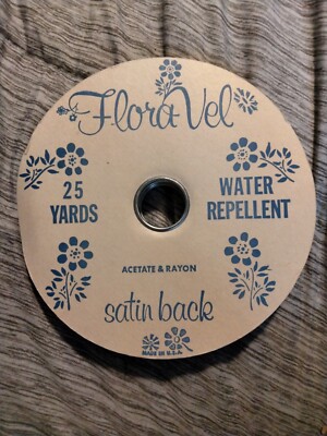 Vintage Flora Vel Ribbon Green Satin Back 25 Yards Water Repellent Made ...