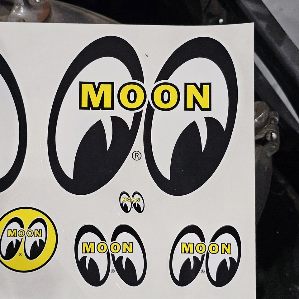 8 MOONEYES Sticker Sheet Decal Hot Rod Drag Racing nhra vtg Auto MOON ...