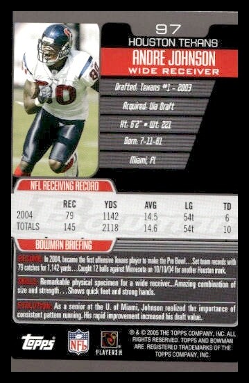 2005 Bowman #97 Andre Johnson Houston Texans | eBay