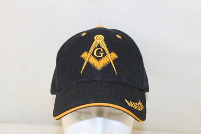Freemason Mason Masonic Black Hat Cap Embroidered Adjustable Hook Loop ...
