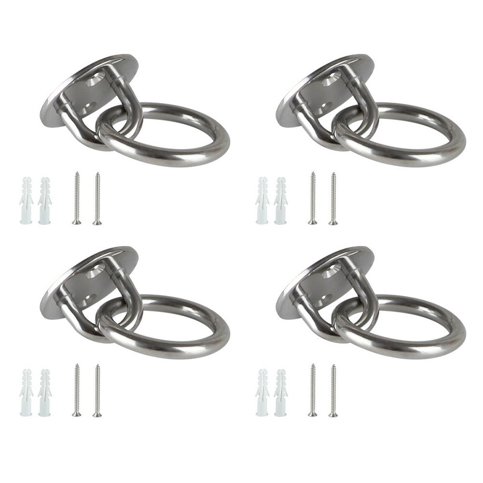 4 Pack Stainless Steel Hooks with Screws Round Base for Suspension 5 mm ...