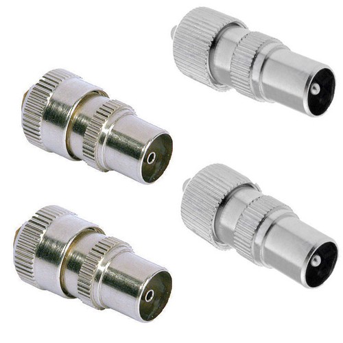 2 x MALE 2 x FEMALE TV AERIAL COAX CONNECTORS SOCKET COAXIAL PLUG METAL ...