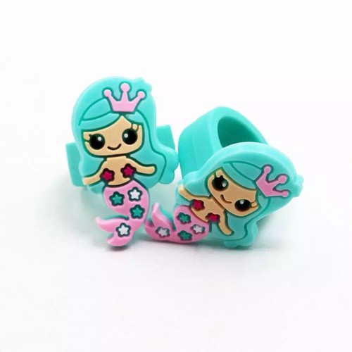 6 Cute Colourful Mermaid Silicone Rubber Rings For Children Birthday ...