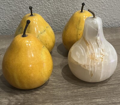 Marble Carved Pears Fruit Paperweights (4) Sculpture Vintage 4” | eBay