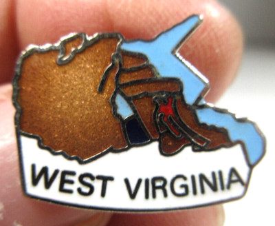vintage West Virginia state map figure souvenir lapel pin | eBay