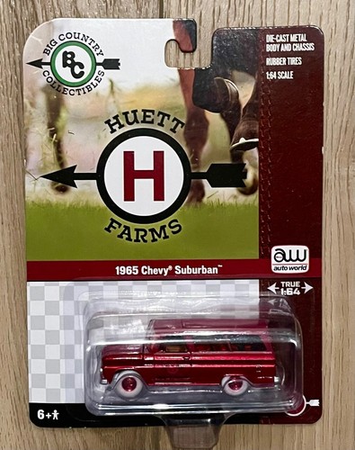 2023 Auto World Ultra Red 1965 Chevy Suburban Huett Farms 1/64 Diecast ...