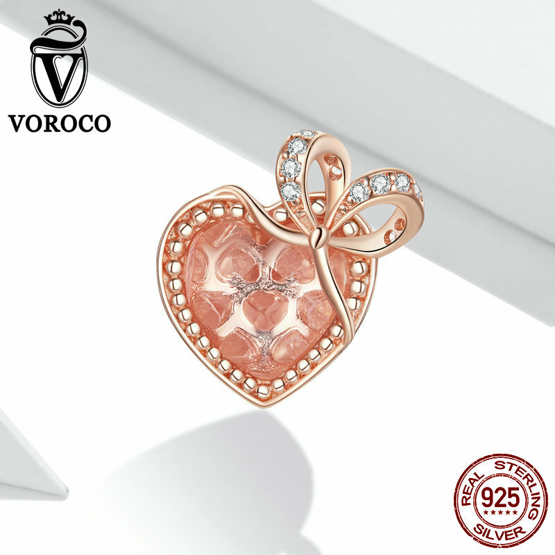 Voroco European .925 Sterling silver DIY Rose Charms Gift of Love Fit ...