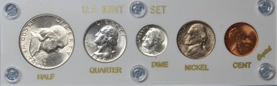 1950 P US Mint Set GEM BRILLIANT UNC ALL 5 COINS GORGEOUS COINS F/BELL ...