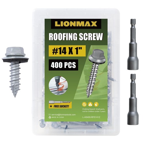 Metal Roofing Screws #14 × 1 Inch, 400-PCS, Ruspert Hex Head Sheet ...