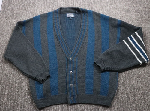 Point Zero Vintage Y2K Cardigan Sweater Men's Large Grunge Striped Kurt ...