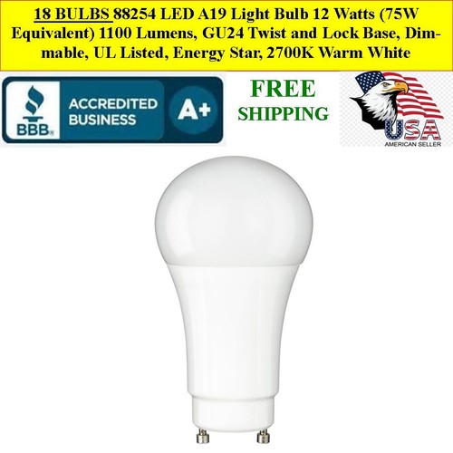 18 BULBS Light Bulb LED LGU24 A19 Twist n Lock Base Dimmable UL Listed ...