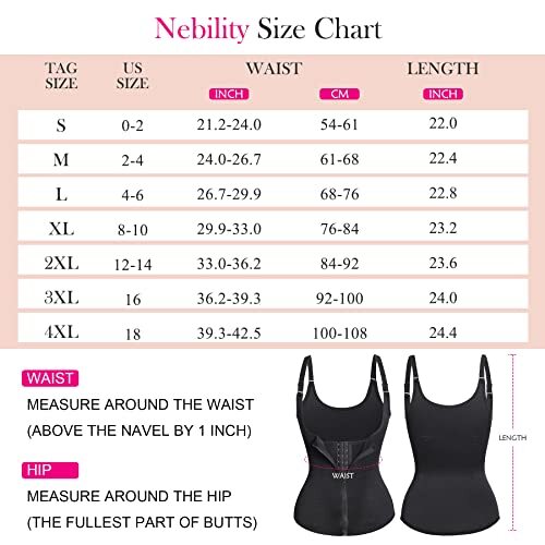 Nebility Women Waist Trainer Corset Zipper Vest Body Shaper Cincher (M ...