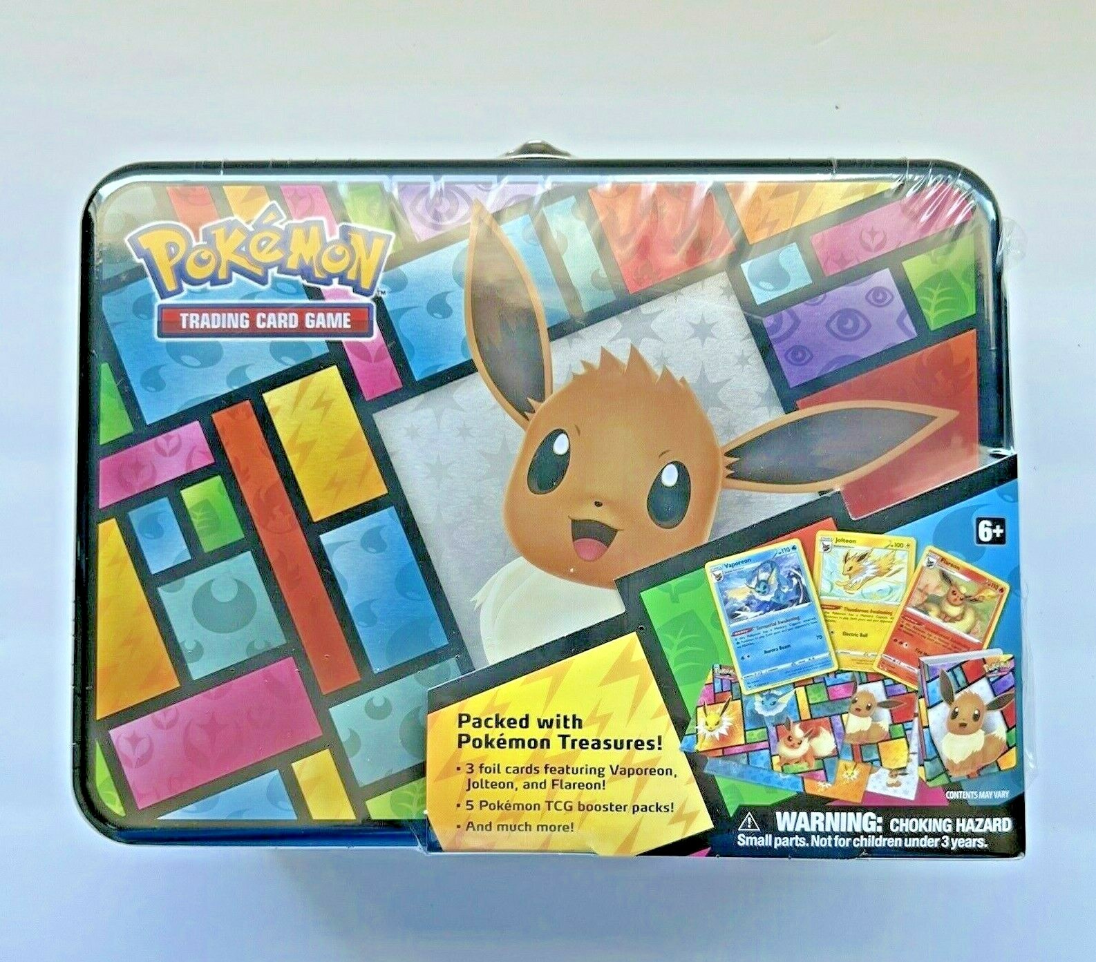 5 Booster Packs EEVEE POKEMON TCG 2021 Eeveelution TIN CASE LUNCH BOX ...