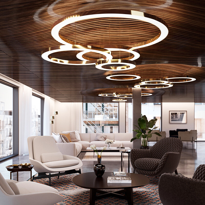 Light Ring Horizontal Henge Suspension Lamp LED Hanging Lighting Round ...