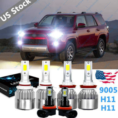 LED Headlight Kit High Low Beam + Fog Lights 6X Bulbs For Toyota ...