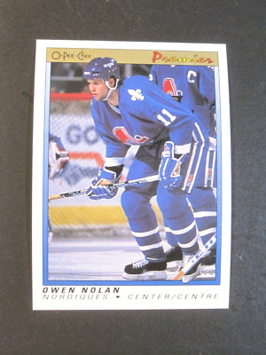 1990-91 O-PEE-CHEE PREMIER OWEN NOLAN QUEBEC NORDIQUES ROOKIE CARD #86 ...