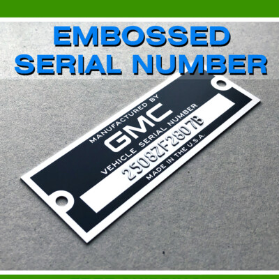 GMC DATA TAG PLATE & embossing with your info | eBay