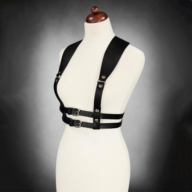 Men Leather Vest Straps Braces PU Belts Vintage Chest Harness Buckle ...
