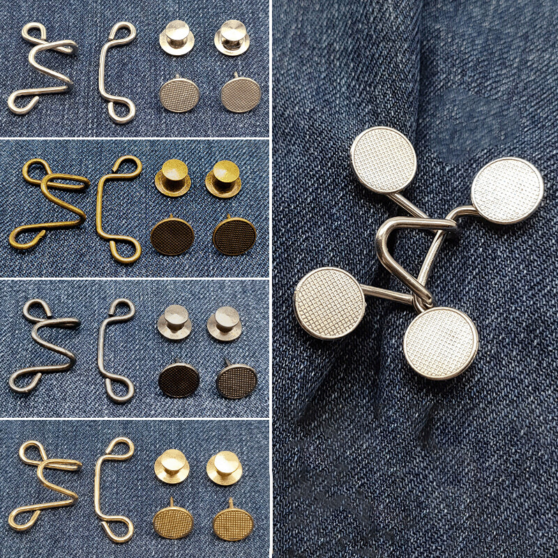 1Set Nail-free Metal Jeans Button Snaps Detachable Pants Clips Buttons ...
