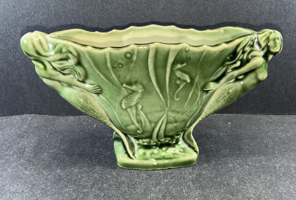 WADE ENGLAND MYTHICAL MERMAID SEAHORSE POSEY GREEN VASE HTF | eBay
