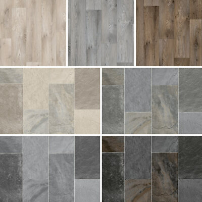 Lino Vinyl Flooring Realistic Natural Stone Tile & Wood Effect 2,3,4m ...