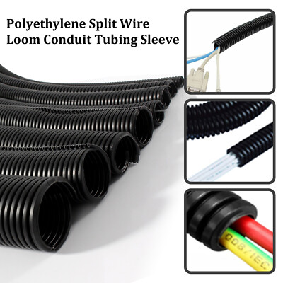 Split Conduit Cable Sleeve Wire Loom Tube Cable Black Manage Black Lot ...