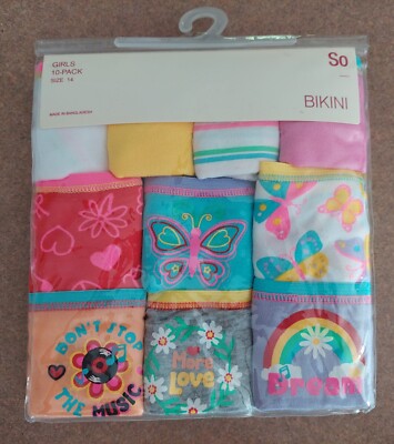 Girls 10 Pack Bikini Style Underwear Size 14 NWT | eBay