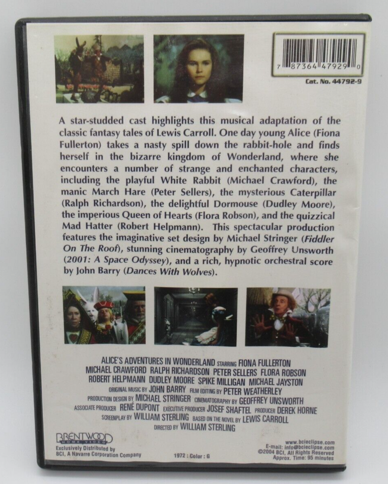 ALICE'S ADVENTURES IN WONDERLAND DVD MOVIE, DUDLEY MOORE, PETER SELLERS ...