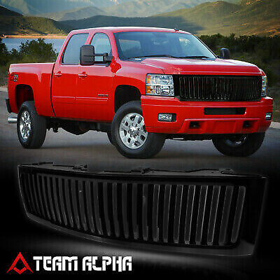 Fits 2007-2013 GMT900 Silverado 1500 Glossy Black Vertical Billet Front ...