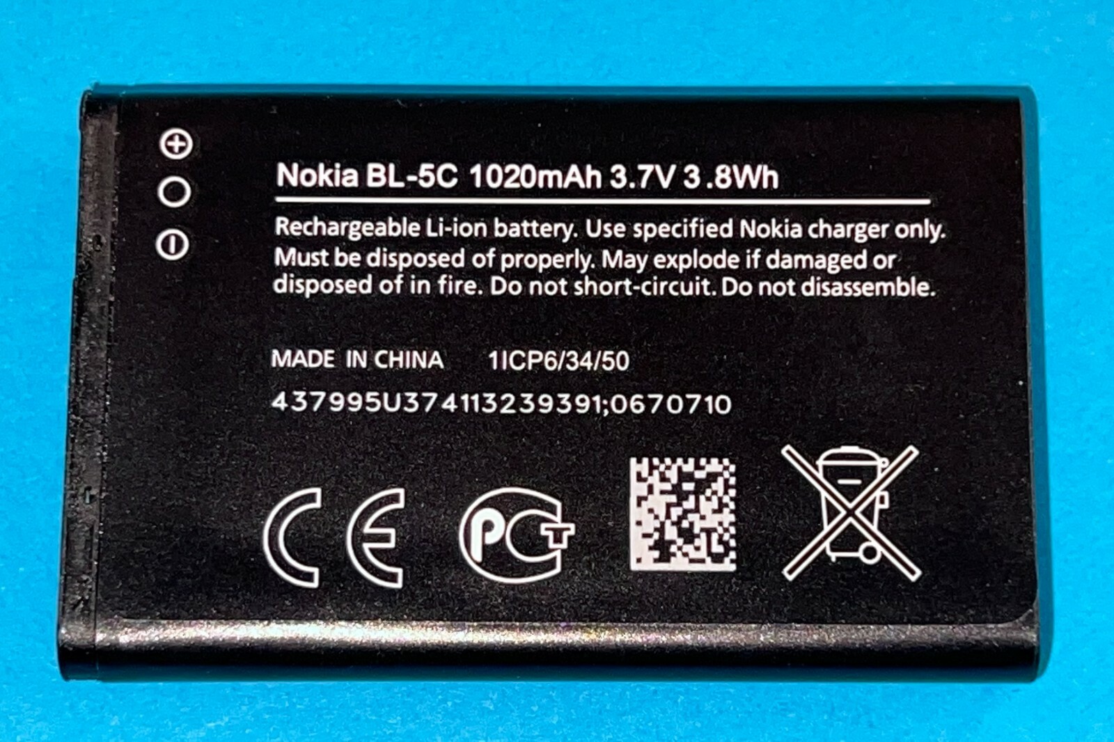 ORIGINAL ACCU AKKU NOKIA OEM BL5C BL-5C NEW DESIGN 1020mAh 3,8Wh 3,7V ...