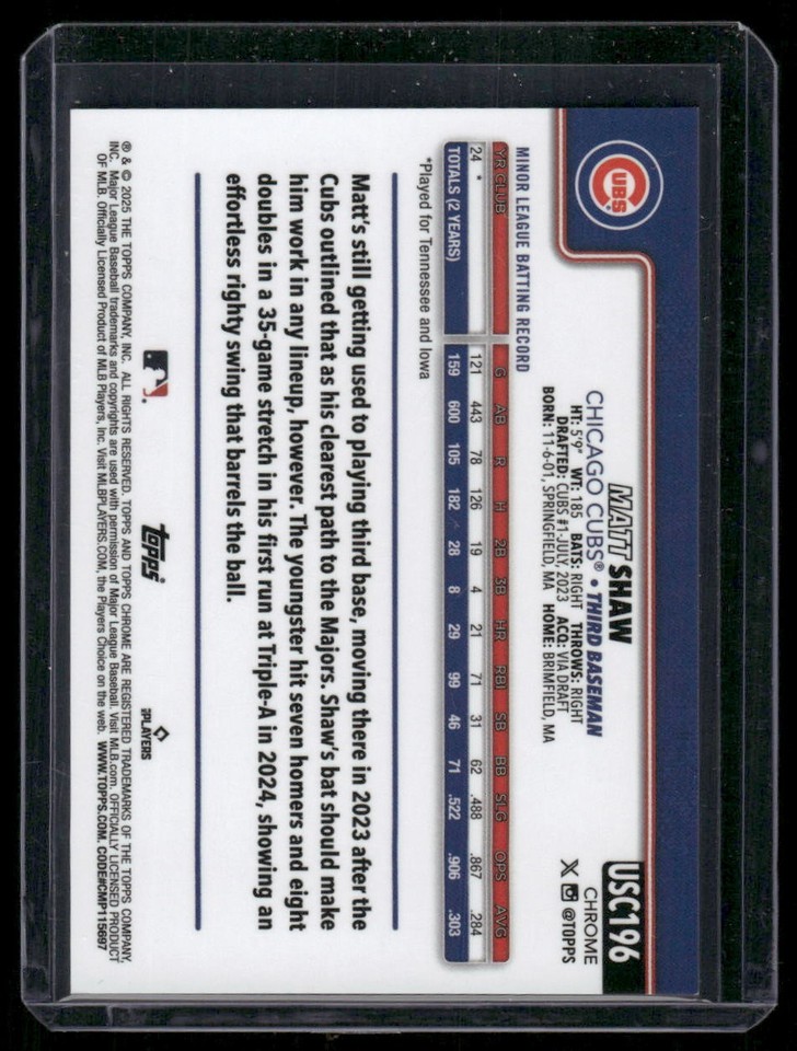 2025 Topps Chrome Update Matt Shaw Image Variation /25 Orange | eBay