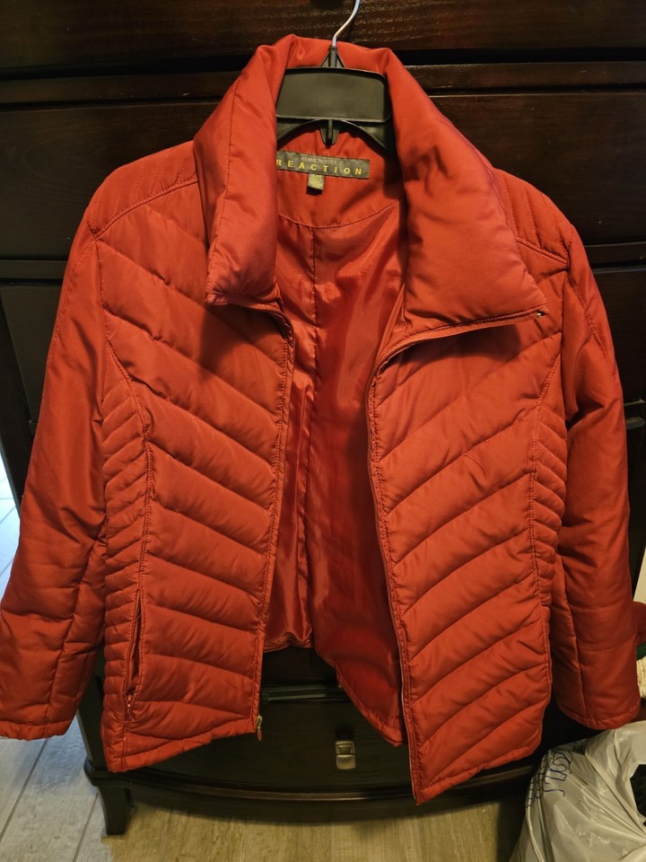 Kenneth Cole Reaction Red Quilted Womens Duck Down Jacket Puffer Coat ...