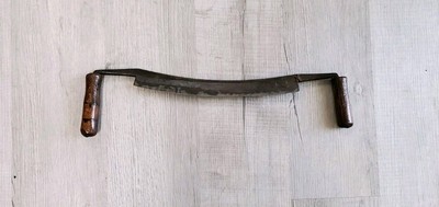 VINTAGE DRAW KNIFE W/ 12 INCH BLADE - WOODWORKING TOOL Antique Rustic ...