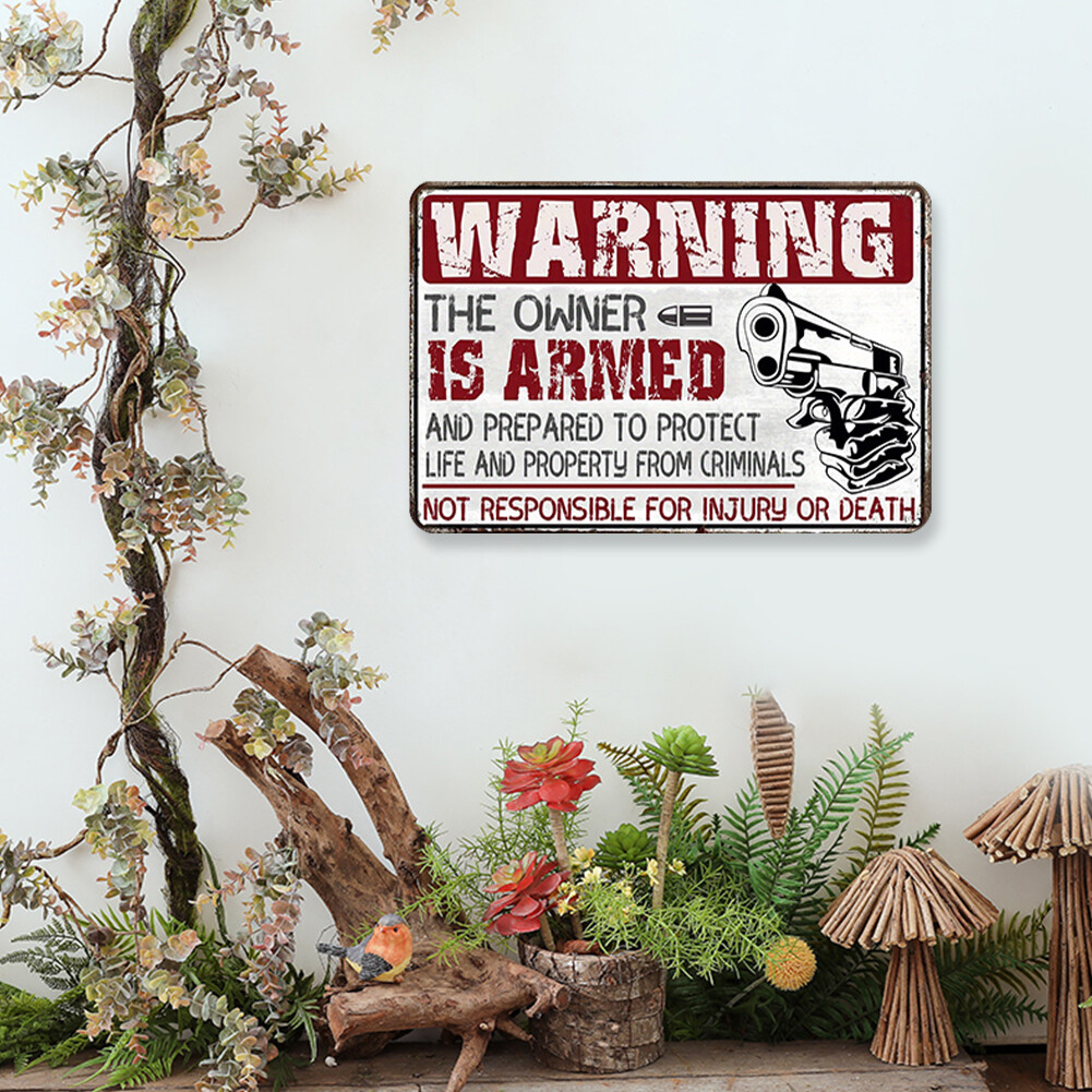 Vintage Metal Plate Warning Sign Rectangular Iron Painting Wall Art ...