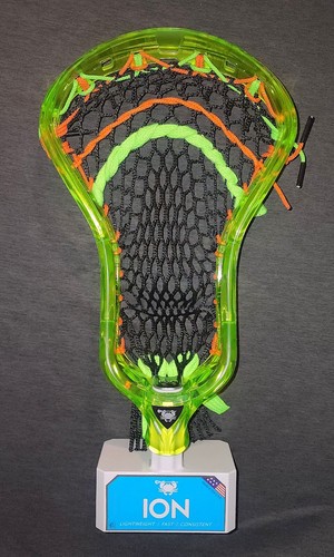ECD ION LIME GREEN Lacrosse Head Custom Strung with HERO 4.0 BLACK Mesh ...