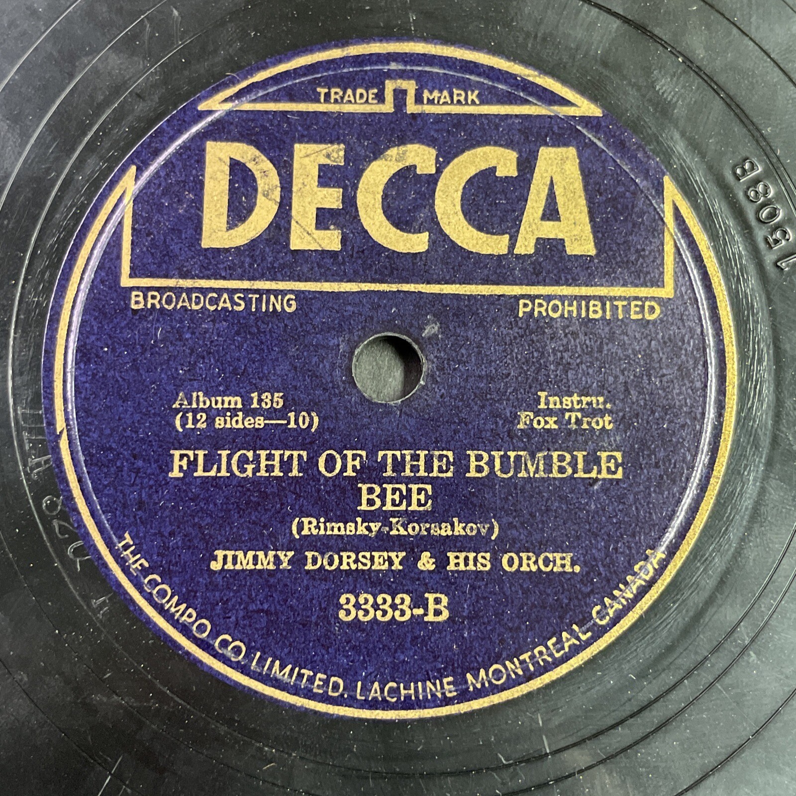 Jimmy Dorsey Flight Of The Bumble Bee (Gramophone Shellac Record 78rpm ...