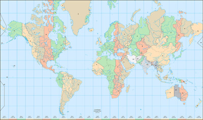 Zeitzonen Karte Standard Time Zones Of The World Map Timezone Wall Art