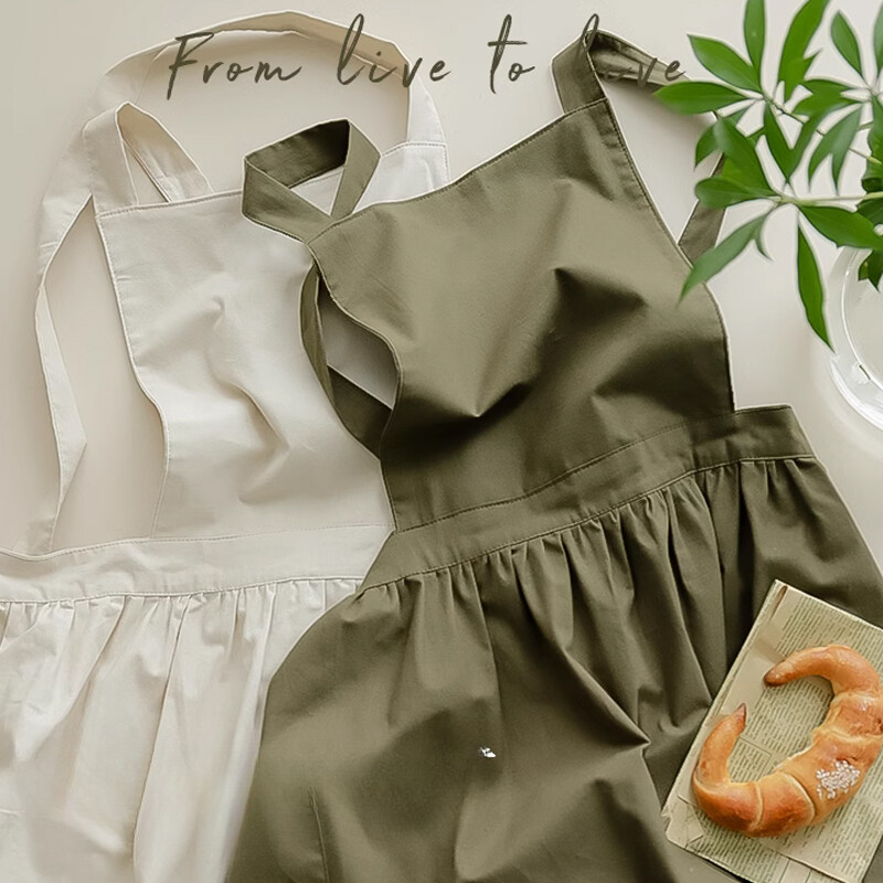 Women Cotton Pleated Sleeveless Apron Casual Florist Shop Kitchen ...